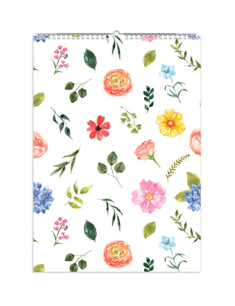 Spring Flowers Undated, Monthly Family Wall Calendar - Fabooks